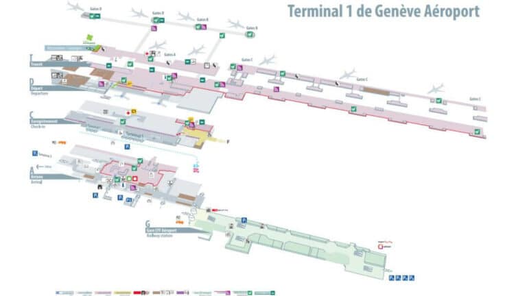 Geneva airport map: terminal, parking and transportation