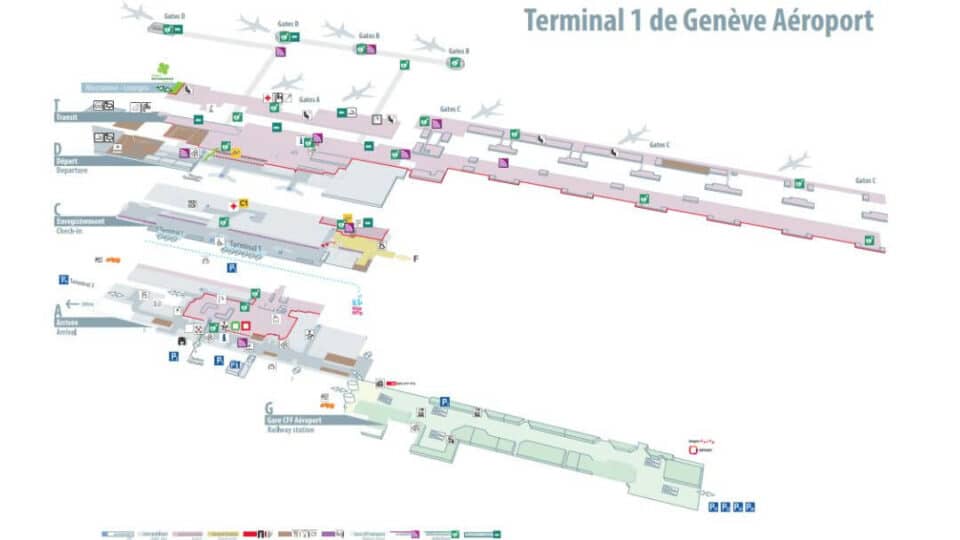 Geneva airport map: terminal, parking and transportation