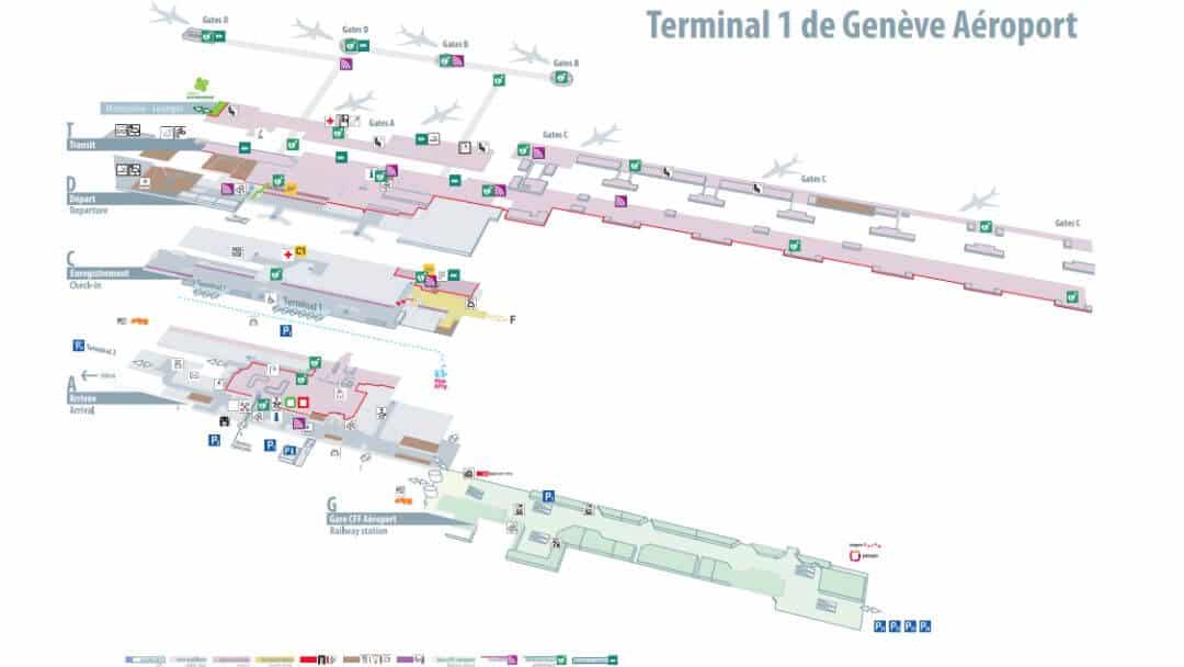 Geneva airport map: terminal, parking and transportation