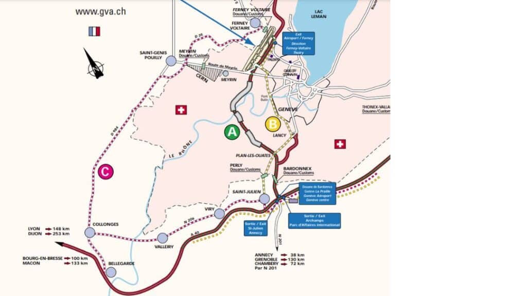 Geneva airport map: terminal, parking and transportation