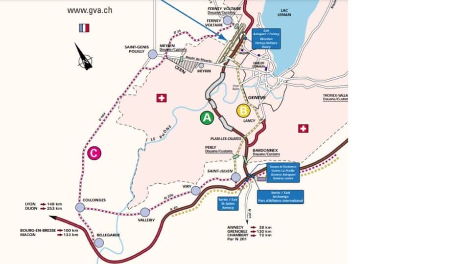 Geneva airport map: terminal, parking and transportation
